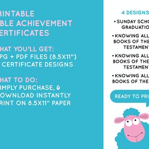 Printable Bible Achievement Certificates (set of 4) Children Kids ...