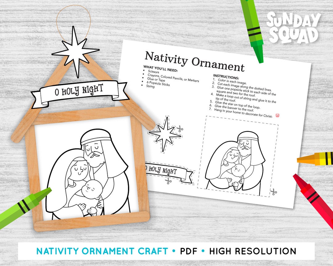 Printable Nativity Ornament Craft Children Kids Sunday School Church ...