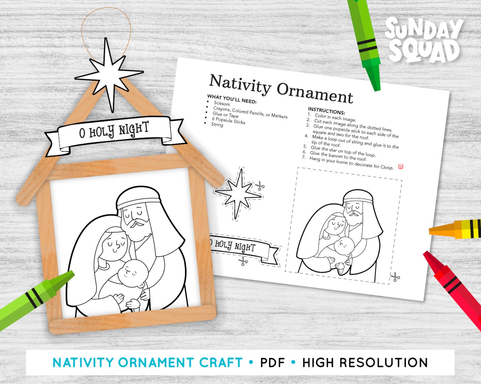 Printable Nativity Ornament Craft Children Kids Sunday School Church ...