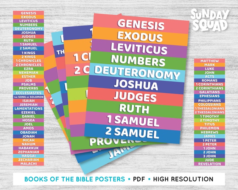 Printable 8.5x11" Books of the Bible Posters Kids Sunday School ...