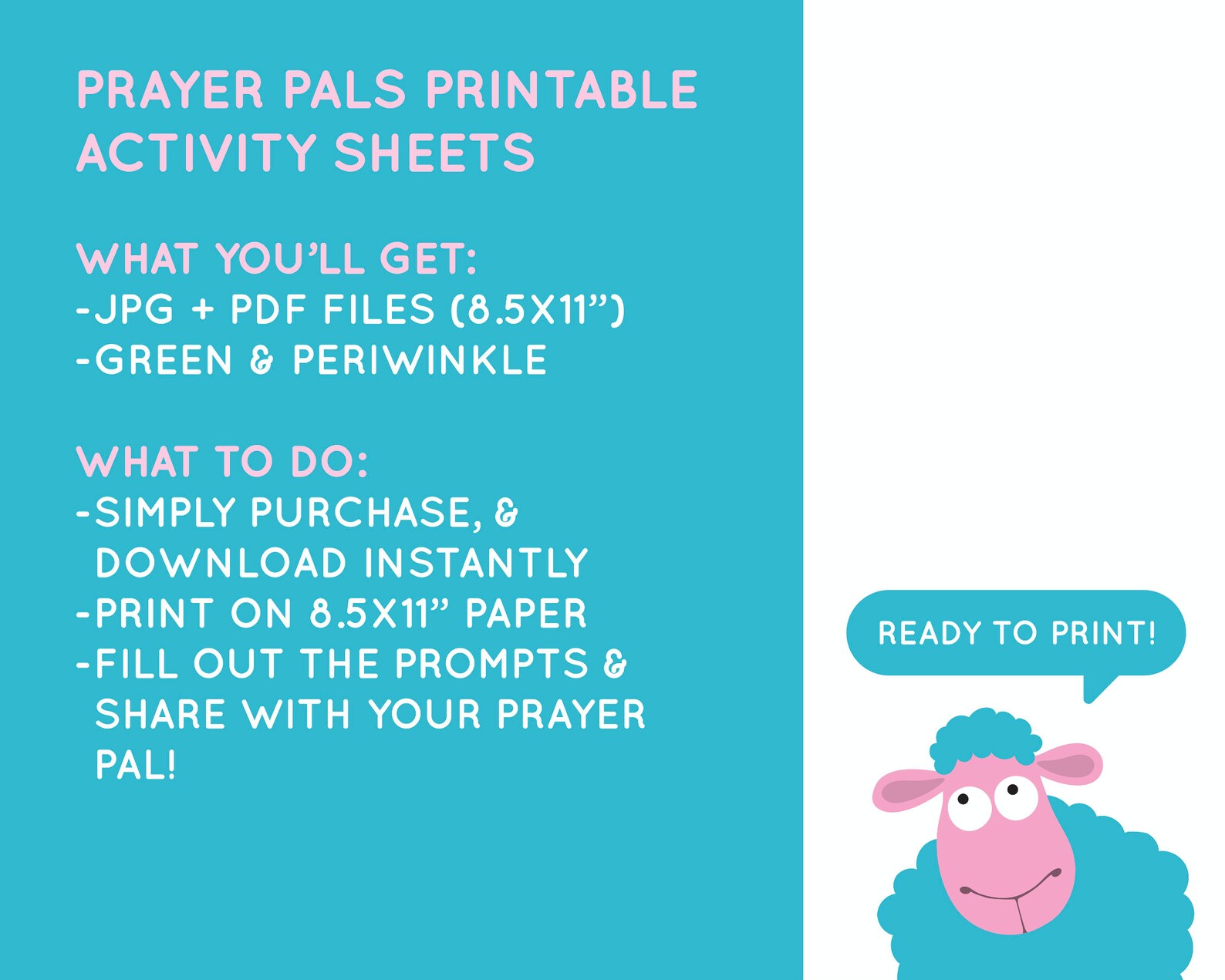 Printable Prayer Activity Sheets Set of 2 Prayer Pal Letter Set ...