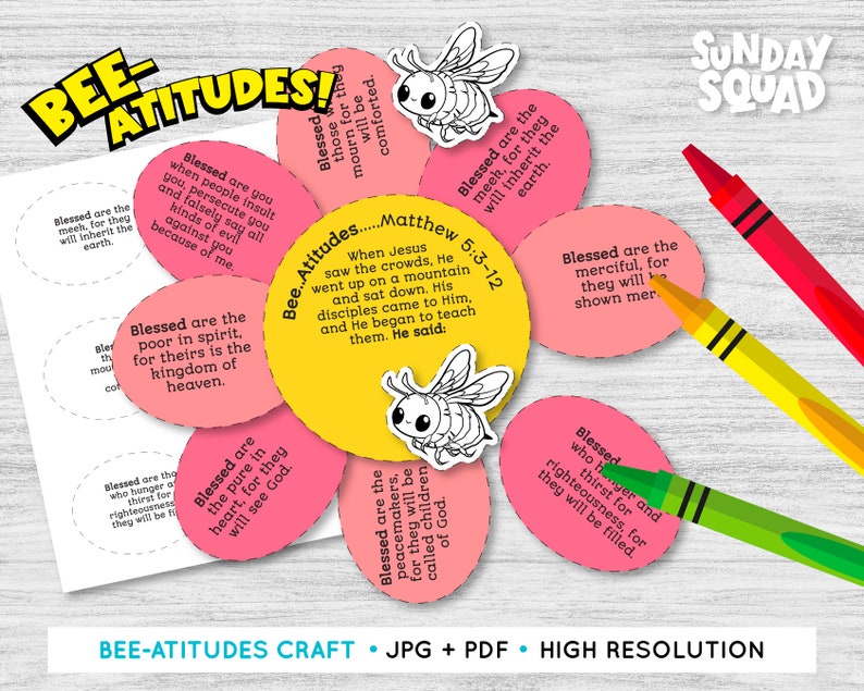 Printable Beeatitudes Craft Sunday Coloring Page Children Kids Sunday ...