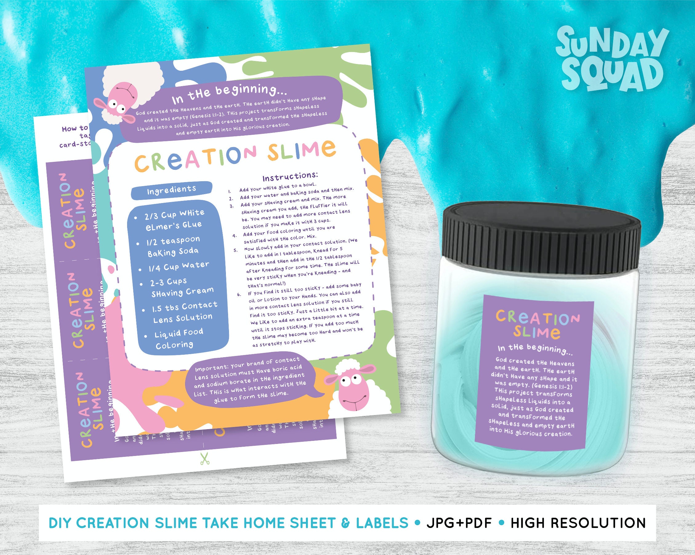 Printable Creation Slime Activity Resource God's Creation Children Kids ...