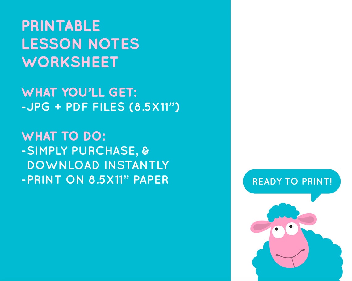 Printable Lesson Notes Worksheet Activity Page Children Kids Sunday ...