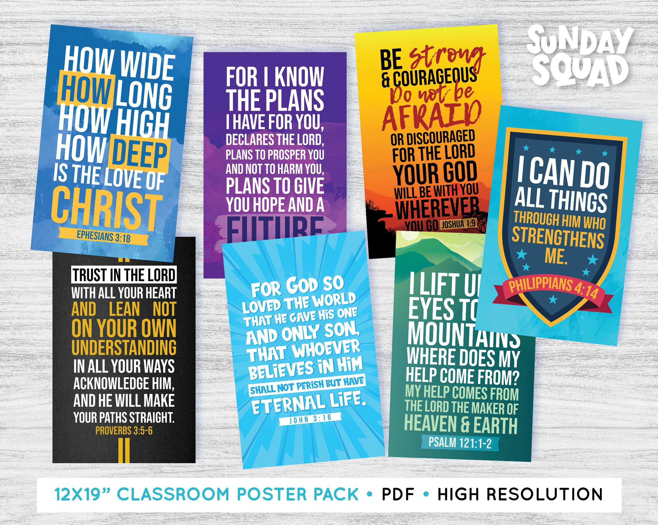 Printable 12x19 Bible Verse Posters Children Kids Sunday School ...