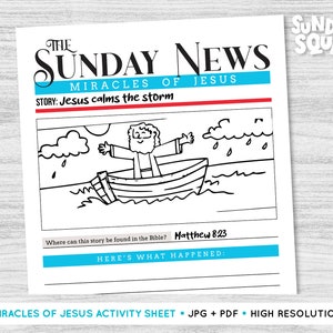 Printable Miracles of Jesus Activity Page Children Kids Sunday School ...