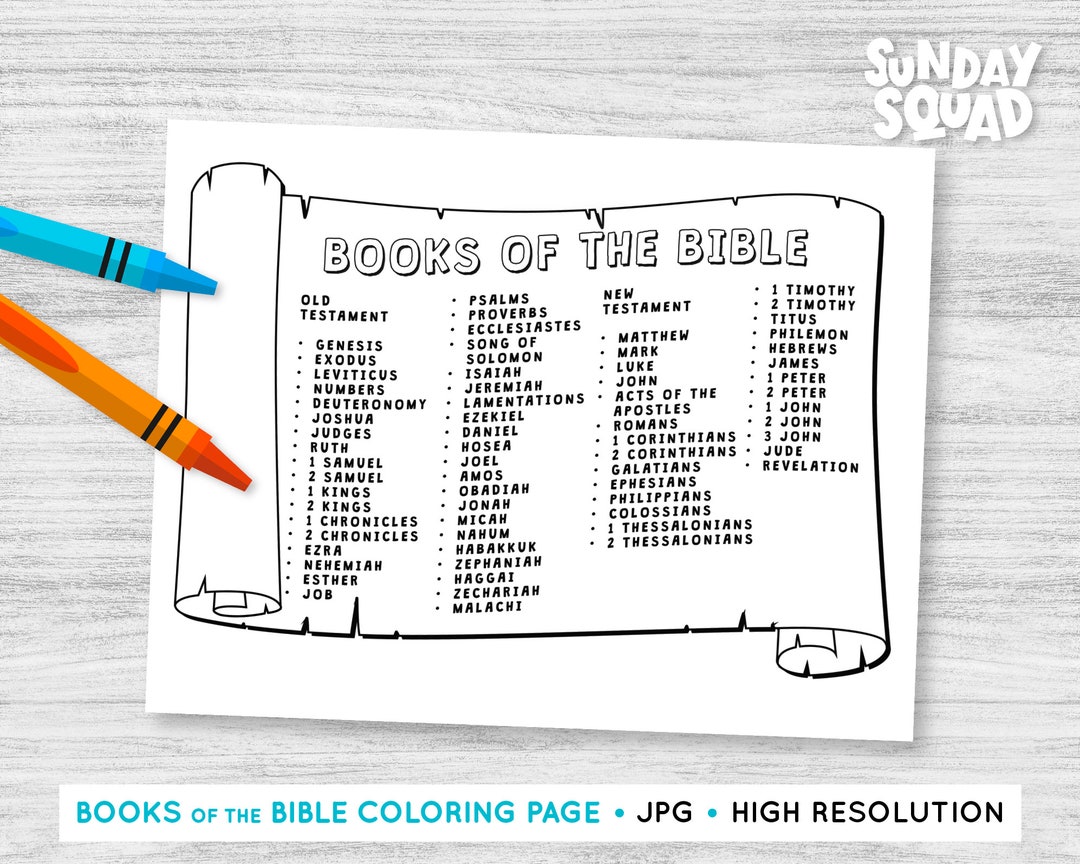 Printable Books of the Bible Coloring Page Children Kids Sunday School ...