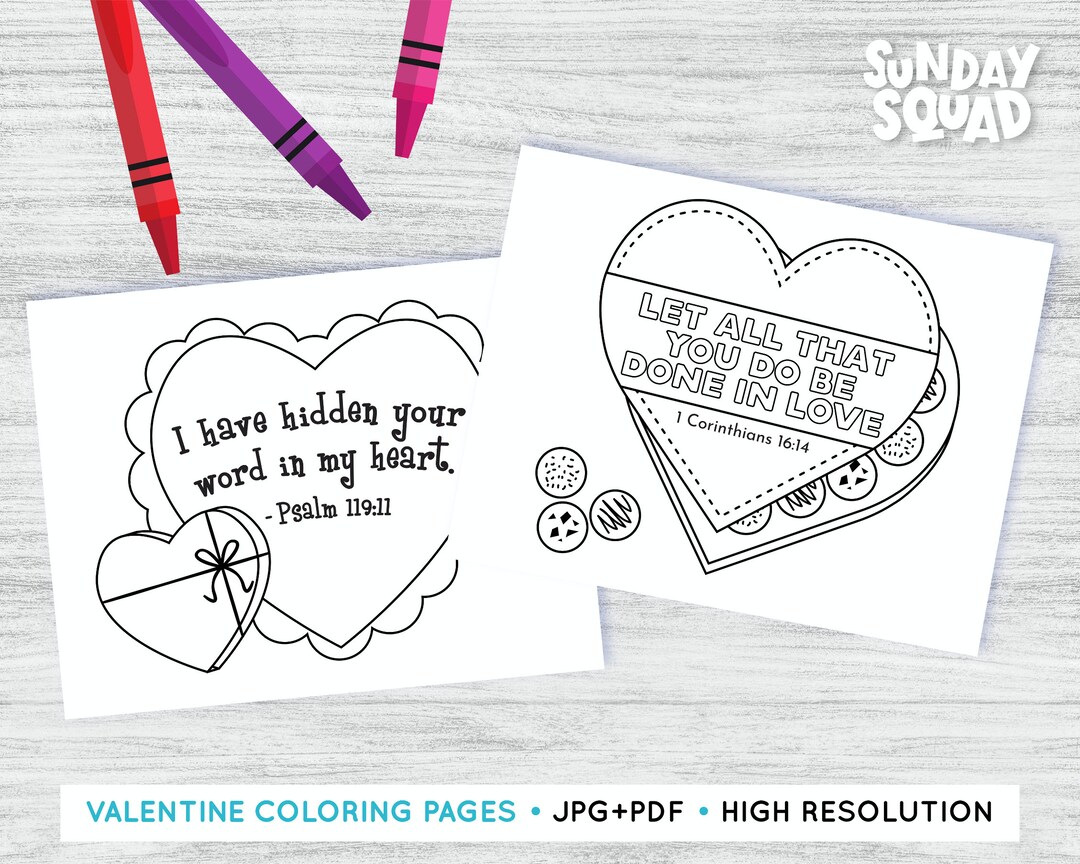 Printable Valentine's Day Coloring Pages Set of 2 Designs God is Love ...