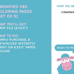 Printable Magnified VBS Coloring Pages Set of 5 Children Kids Sunday ...