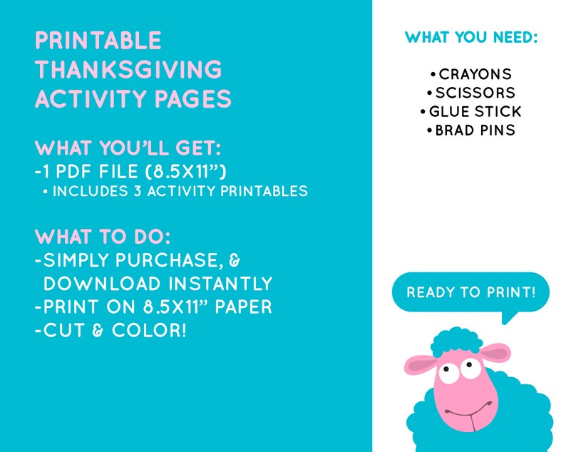 Printable Thanksgiving Activity Page Bundle Children Kids Sunday School ...