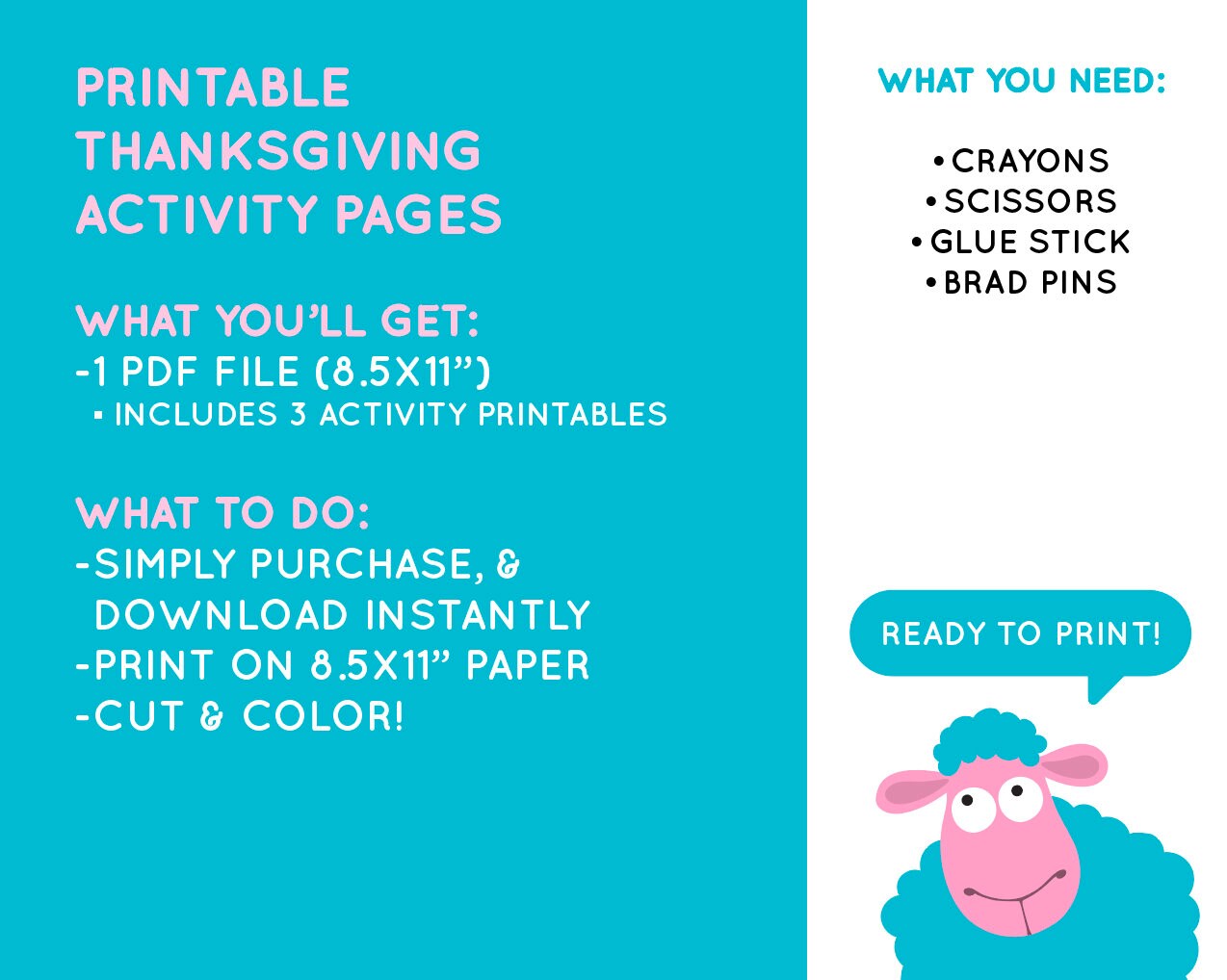 Printable Thanksgiving Activity Page Bundle Children Kids Sunday School ...