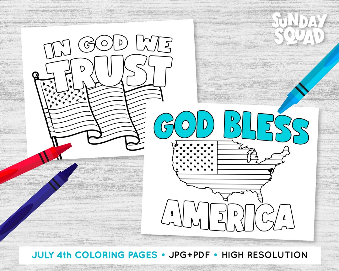 Printable 4th of July Coloring Pages Set of 2 Children Kids Sunday ...