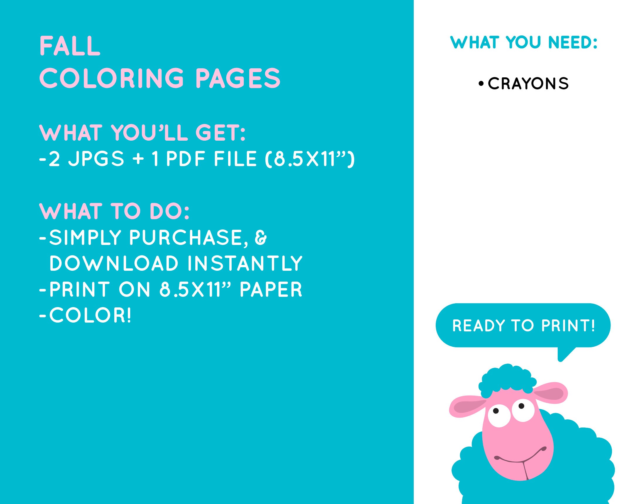 Printable Fall Coloring Pages Set of 2 Designs Autumn Pumpkin Candy ...