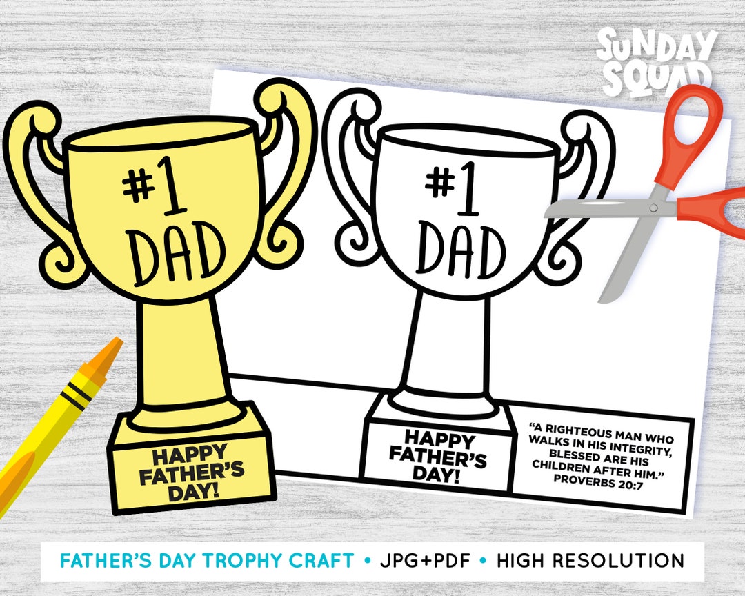 Printable Father's Day Trophy Craft Children Kids Sunday School Church ...
