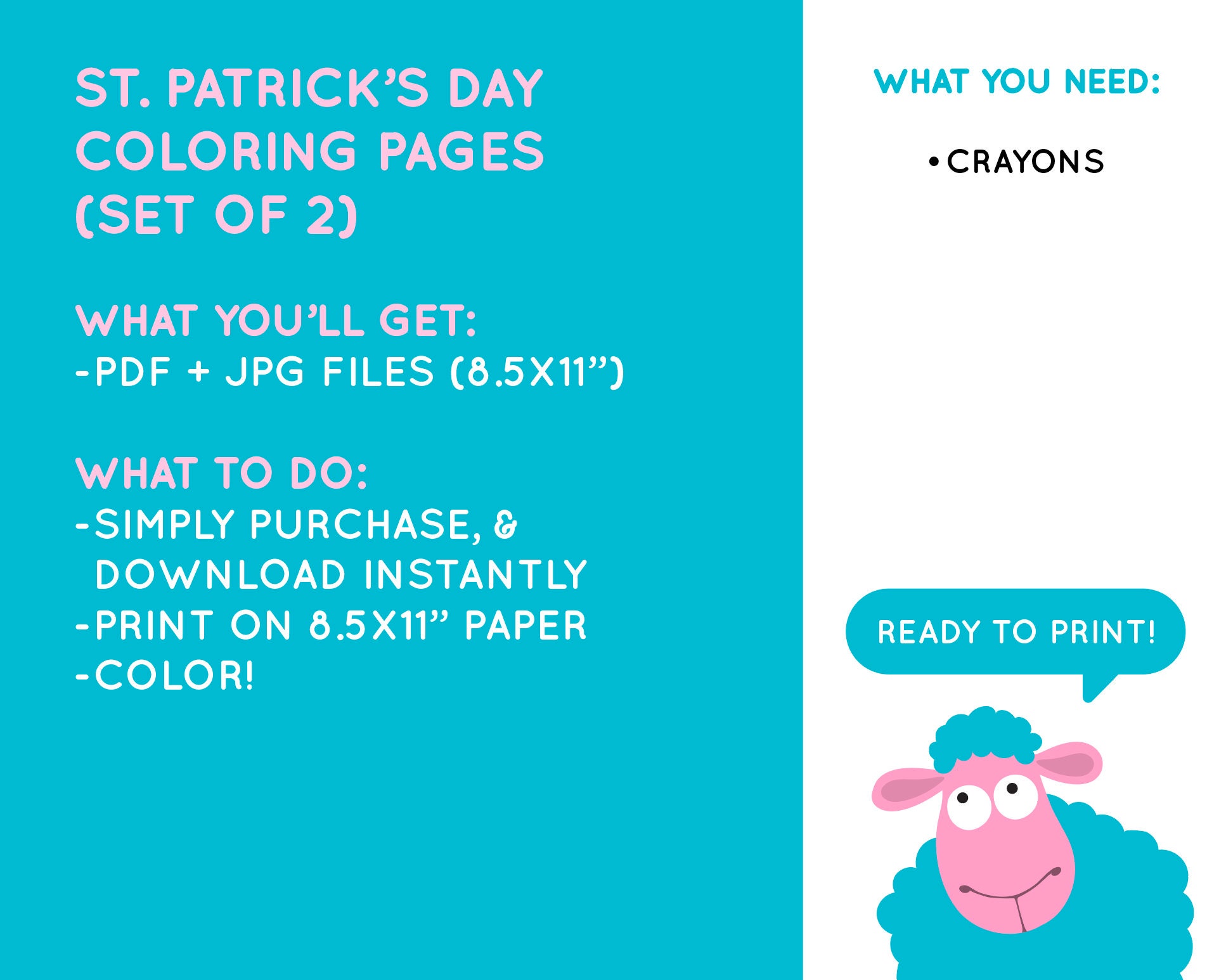 Printable St. Patrick's Day Coloring Pages Set of 2 Children Kids ...
