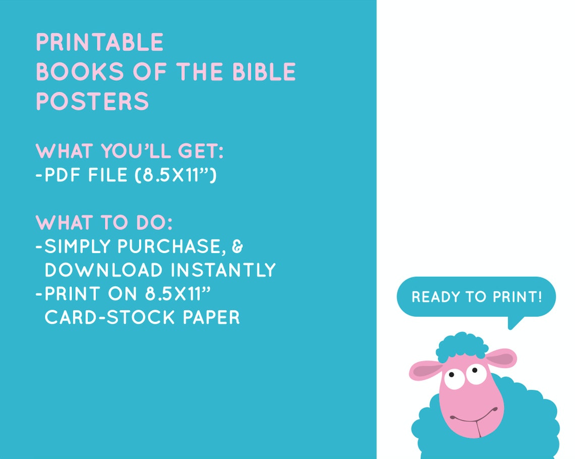 Printable 8.5x11" Books of the Bible Posters Kids Sunday School ...