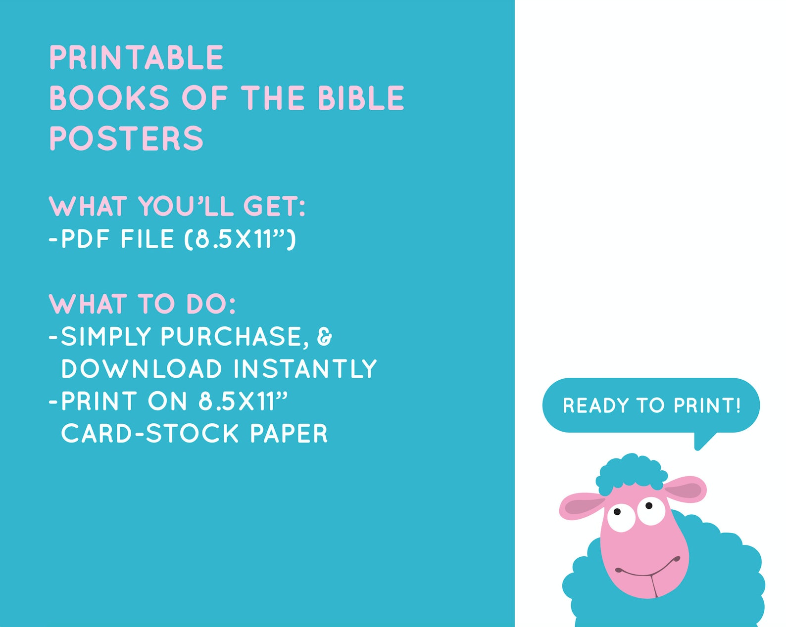 Printable 8.5x11" Books of the Bible Posters Kids Sunday School ...