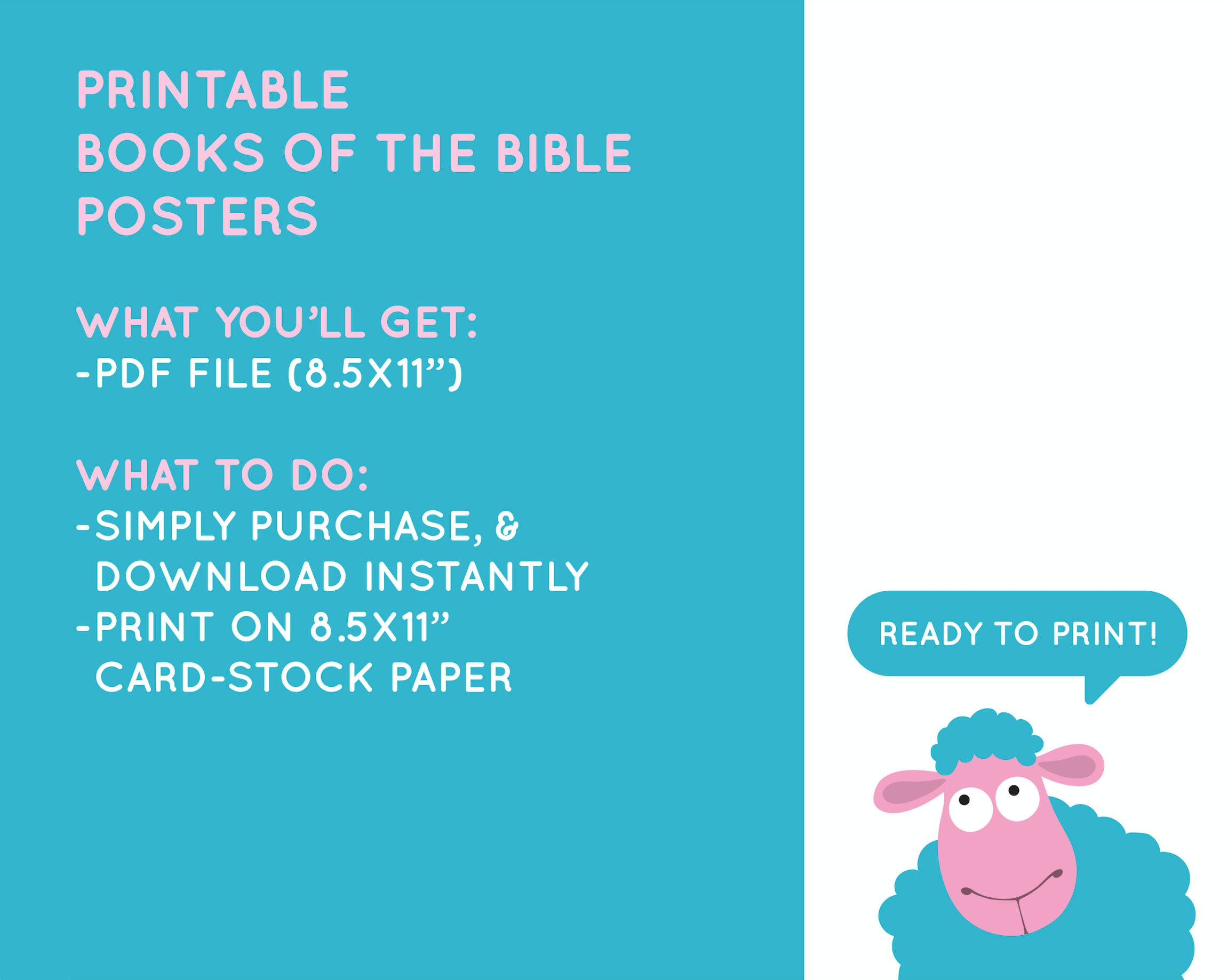 Printable 8.5x11" Books of the Bible Posters Kids Sunday School ...