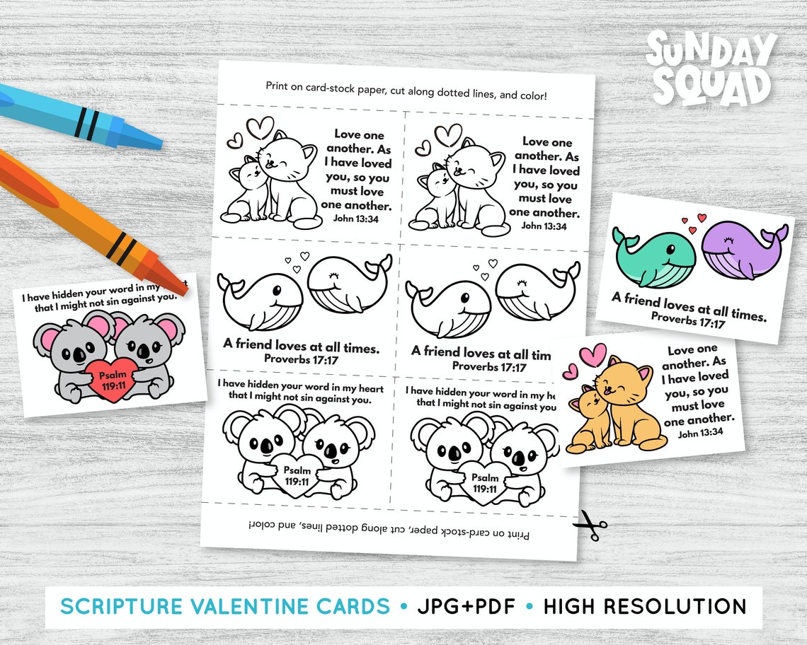 Printable Scripture Valentine Cards Coloring God is Love Children Kids ...