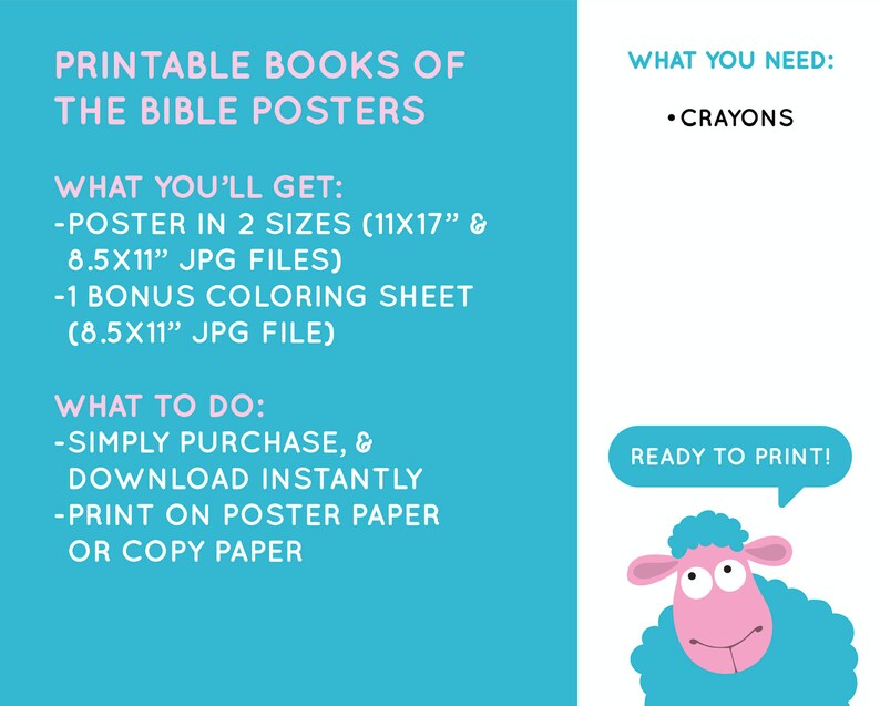 Printable Books of the Bible Poster Children Kids Sunday School ...