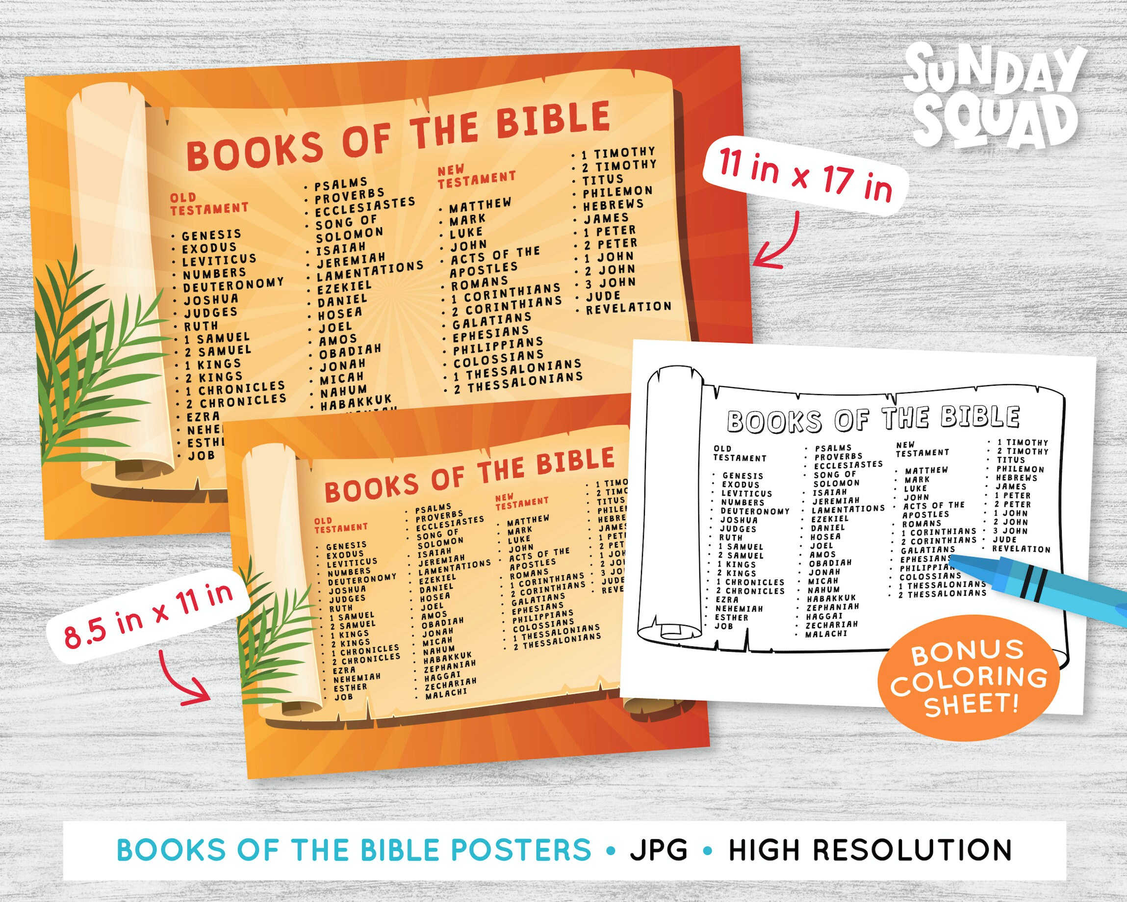 Printable Books of the Bible Poster Children Kids Sunday School ...