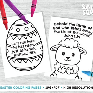 Printable Easter Coloring Pages Set of 2 Designs He is Risen Children ...