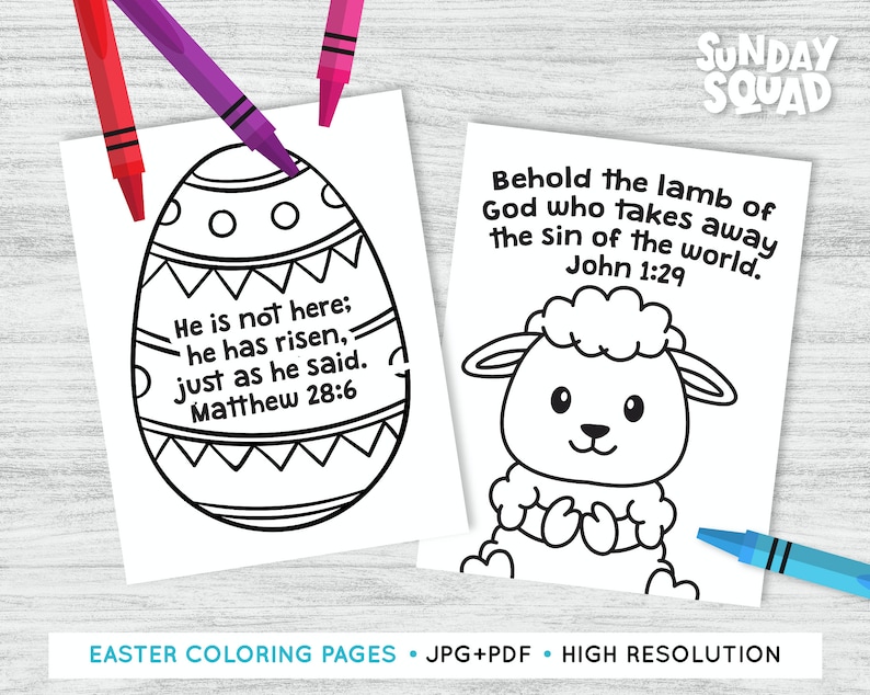 Printable Easter Coloring Pages Set of 2 Designs He is Risen Children ...