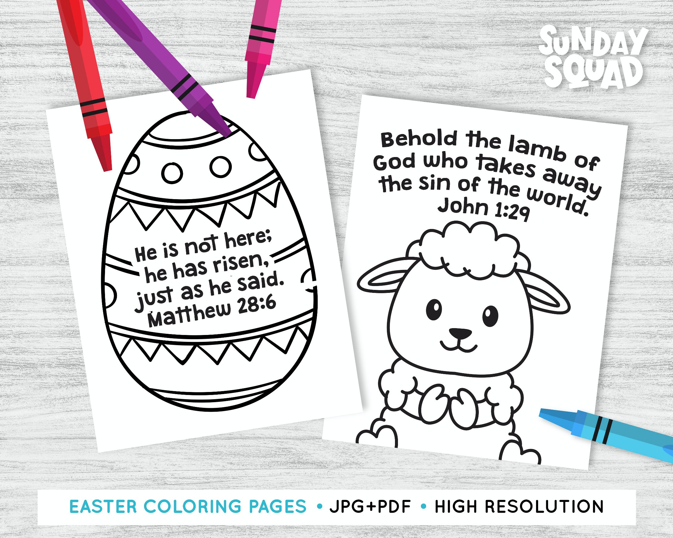 Printable Easter Coloring Pages Set of 2 Designs He is Risen Children ...