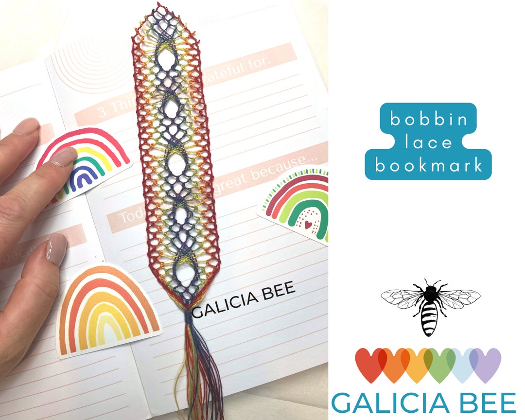 RAINBOW Bobbin Lace Bookmark, Handmade Lace, BOOKLOVER Gift, PRIDE ...