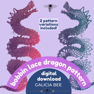 Bobbin Lace DRAGON Pattern, Pdf Lace Patterns to Print at Home, Diy ...