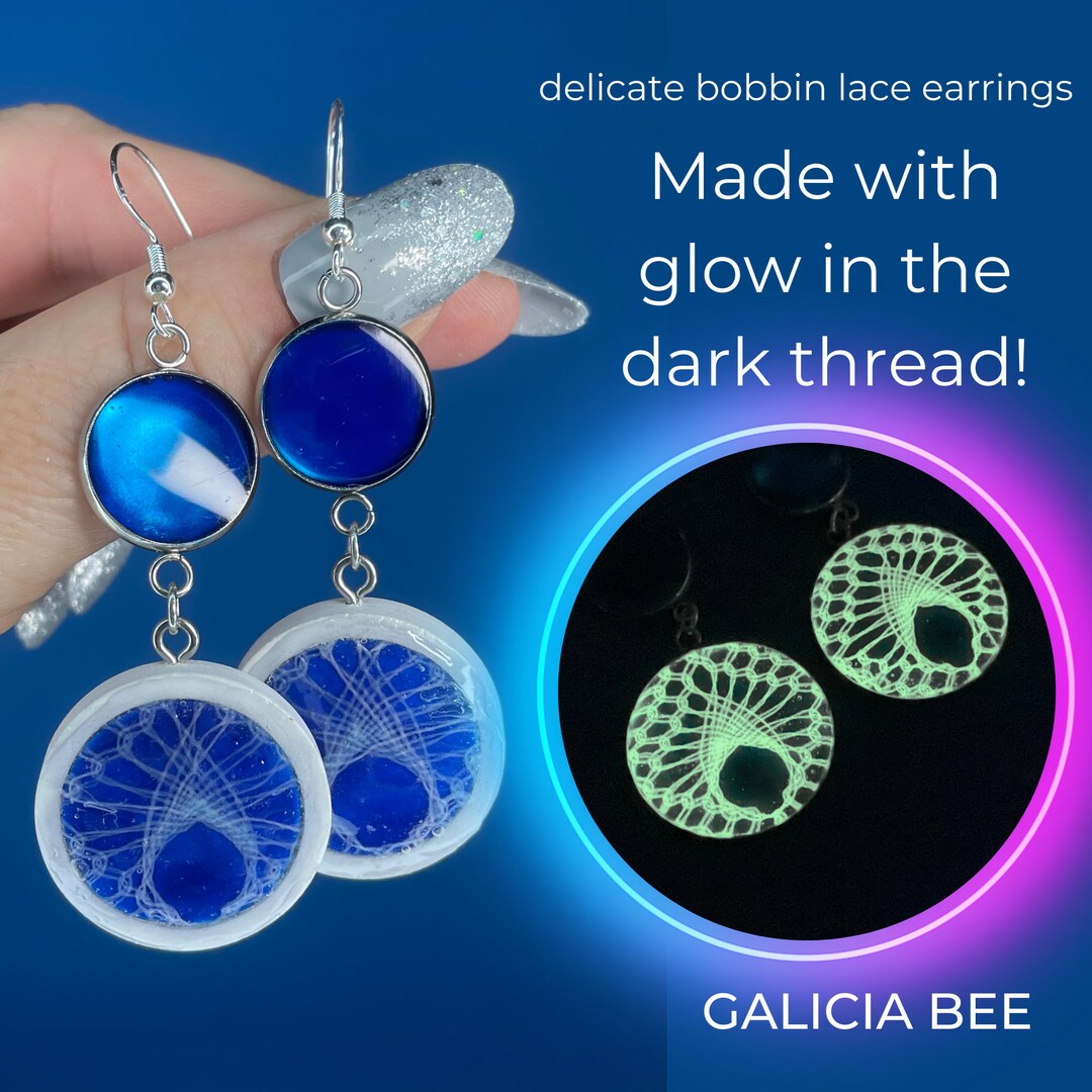 GLOW in the DARK LACE Statement Earrings Handmade Bobbin Lace - Etsy