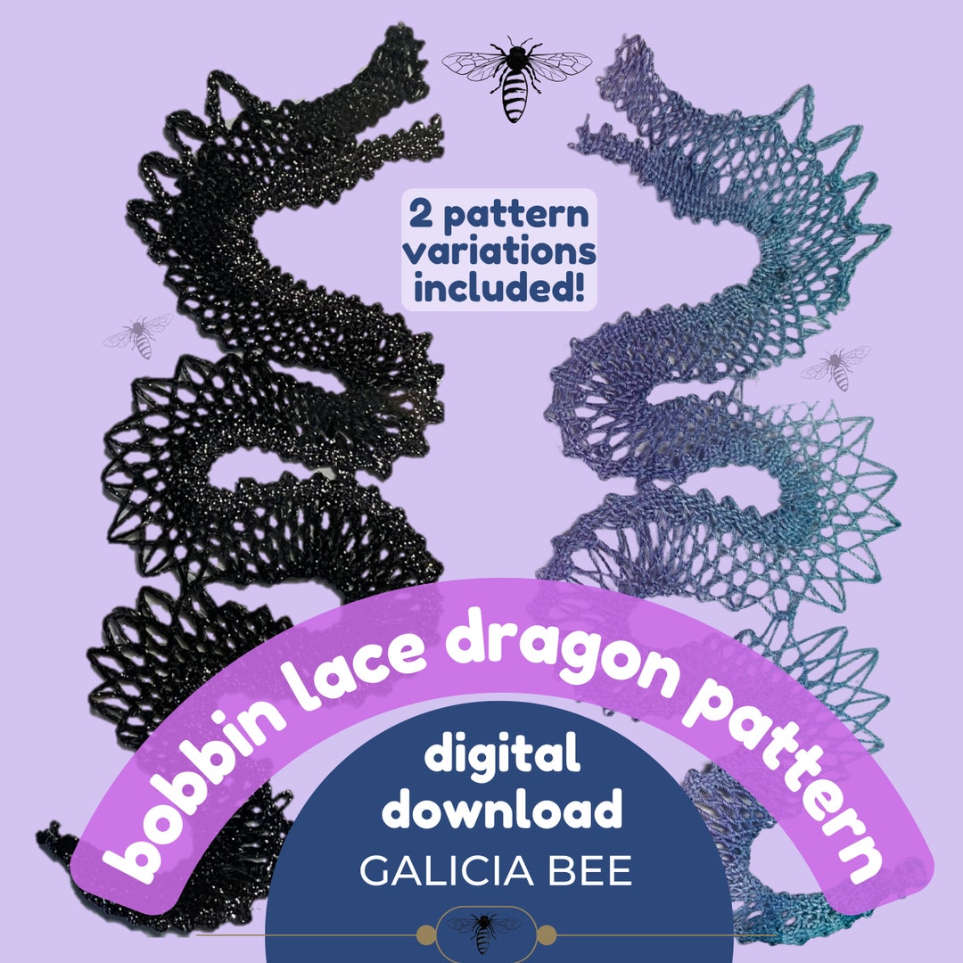 Bobbin Lace DRAGON Pattern, Pdf Lace Patterns to Print at Home, Diy ...