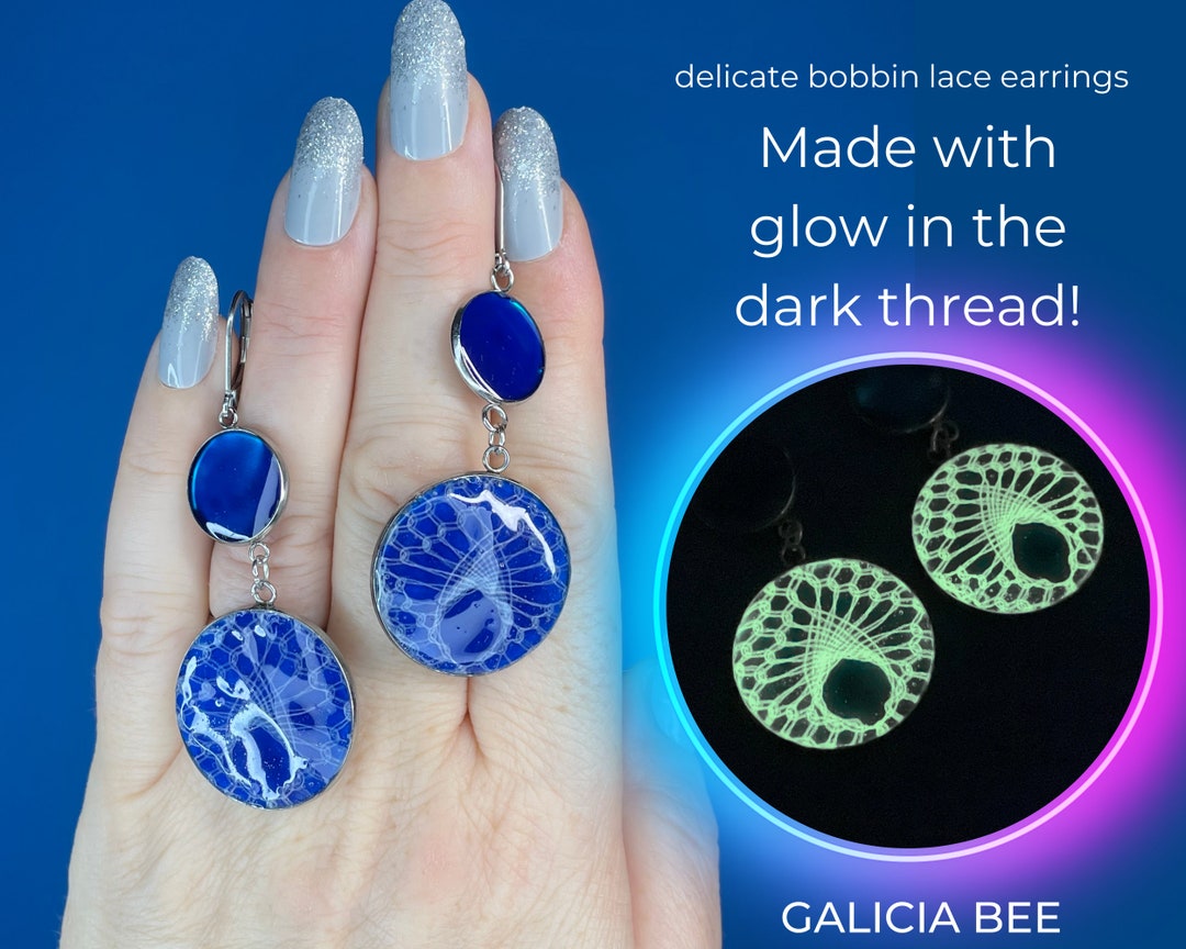 GLOW in the DARK LACE Statement Earrings Handmade Bobbin Lace - Etsy