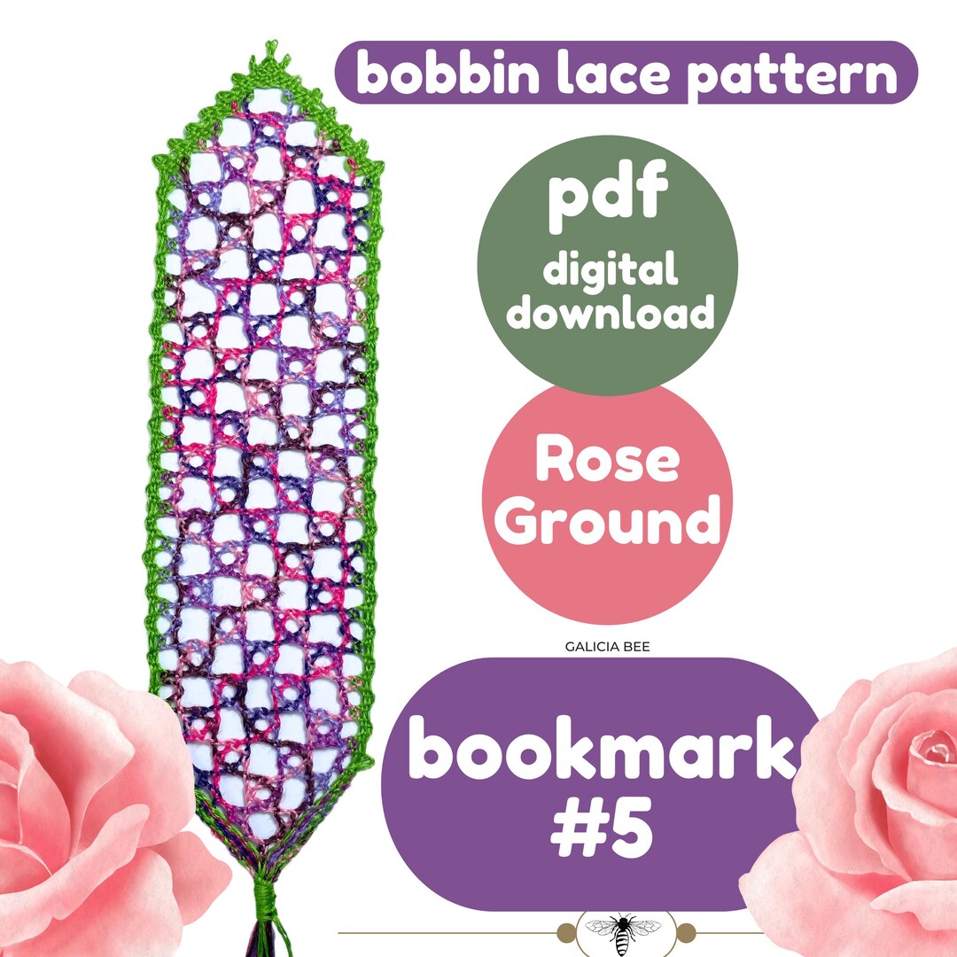 ROSE GROUND Bobbin Lace Bookmark Pattern BOOKMARK 5 Pdf Patterns to ...