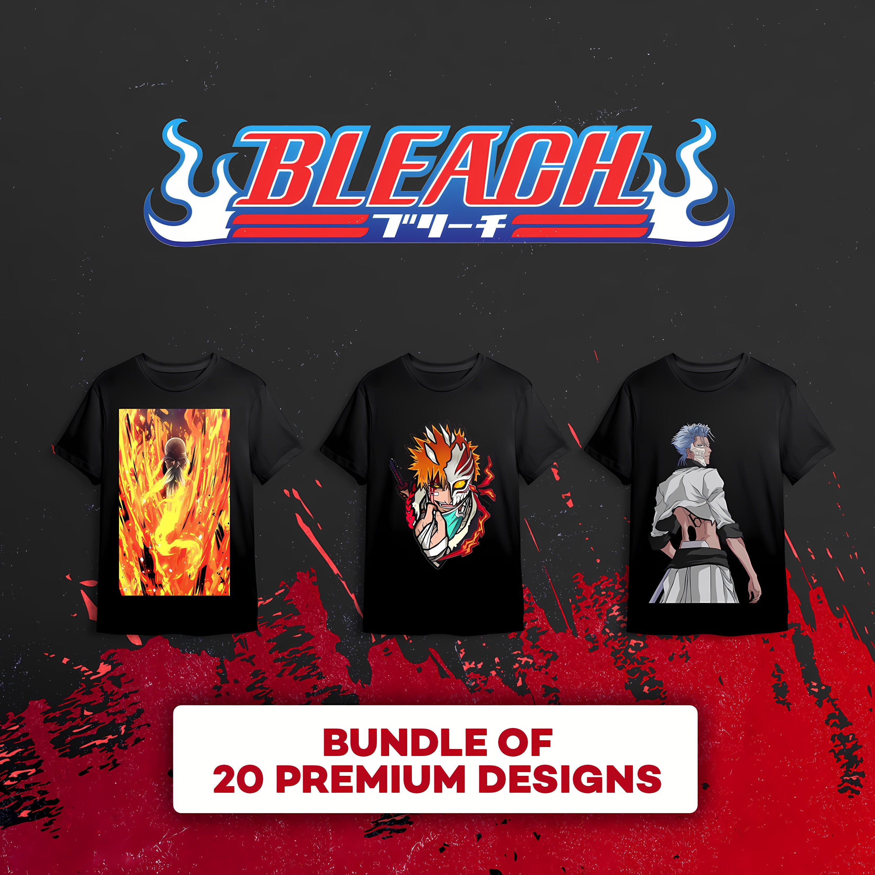 20 Premium Bleach T-shirt Design Bundle - Etsy