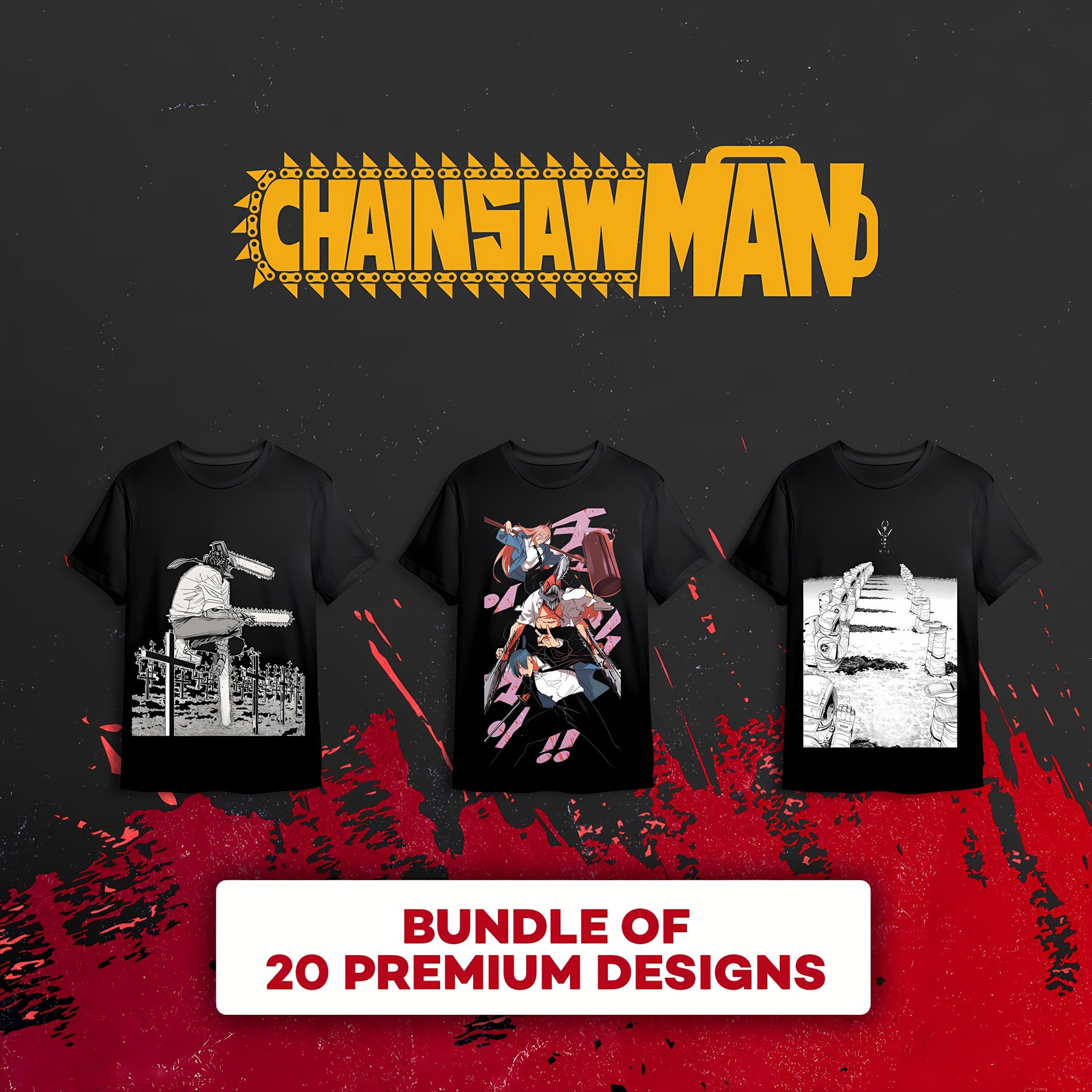 20 Premium Chainsaw Man T-shirt Design Bundle - Etsy
