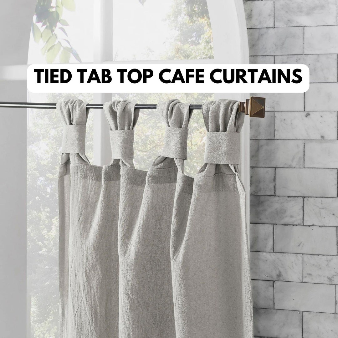 Organic Linen Cafe Curtains Stylish Tied Tap Top Heading - Etsy