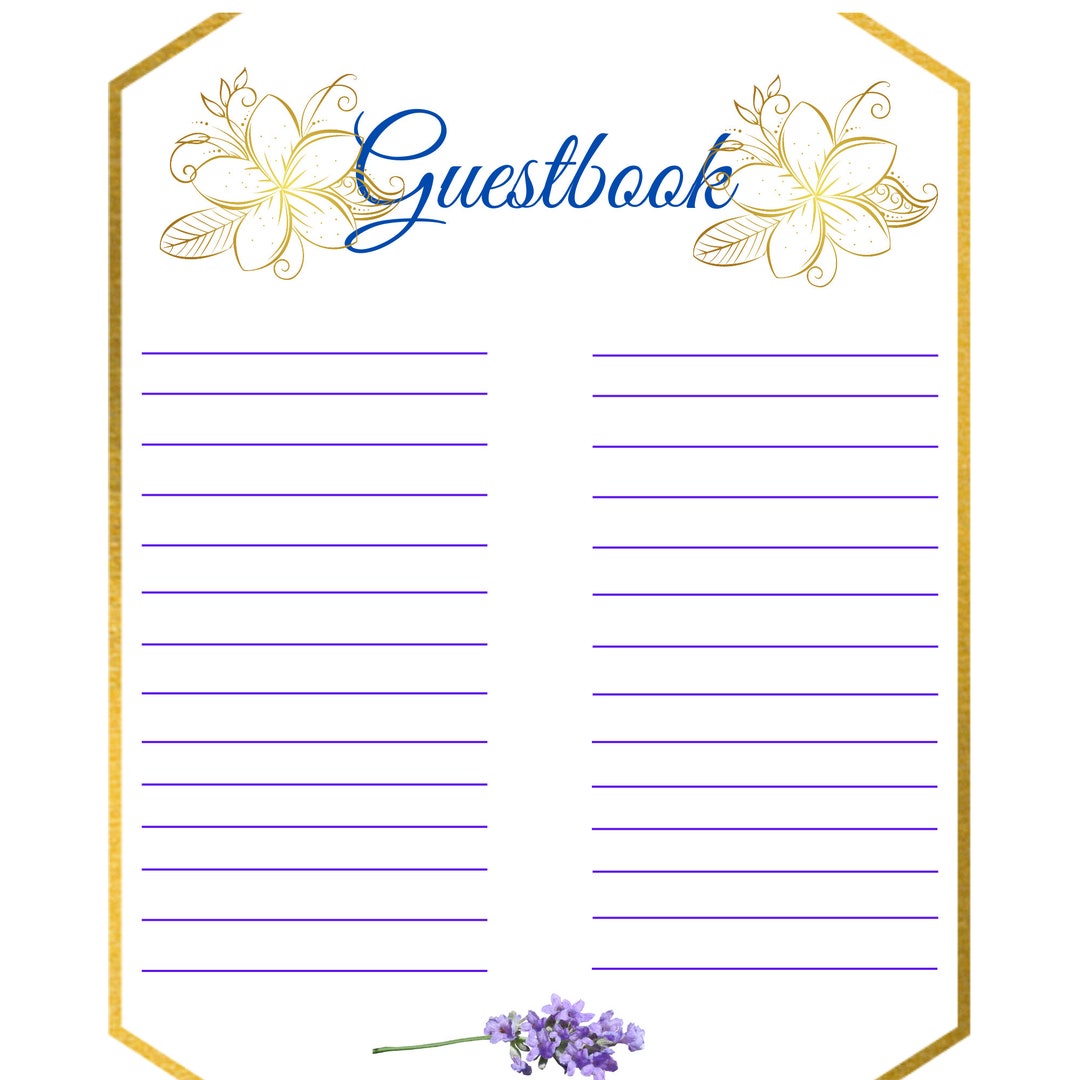 Geometric Wedding Guestbook Pages Gold Purple and Blue - Etsy