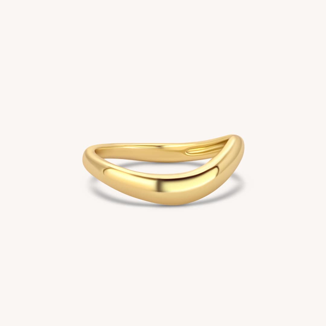 14k Solid Gold Wave Statement Ring, Bold Statement Ring, Minimalist ...