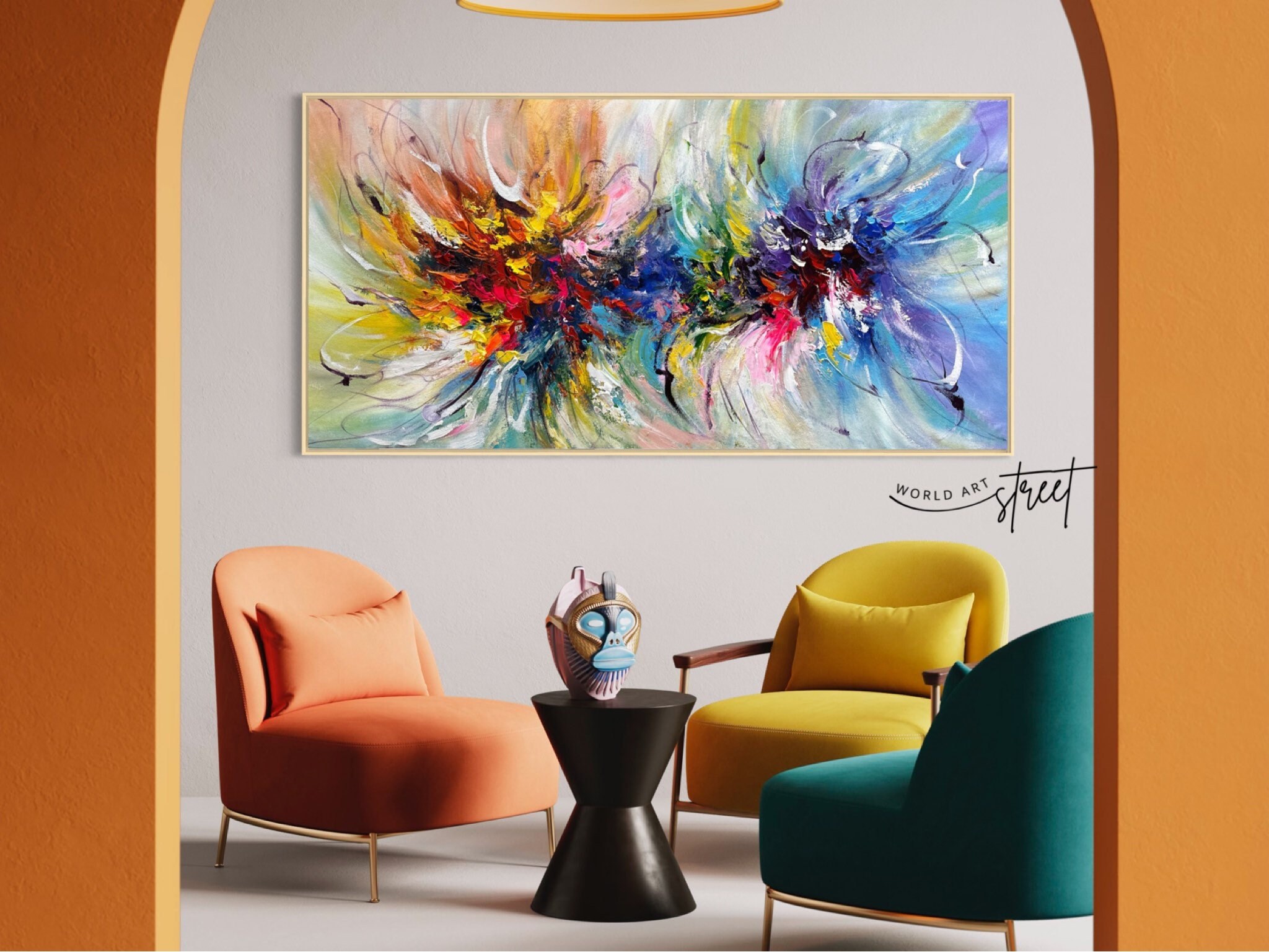 Original Colorful Abstract Painting Extra Large Wall Art - Etsy UK