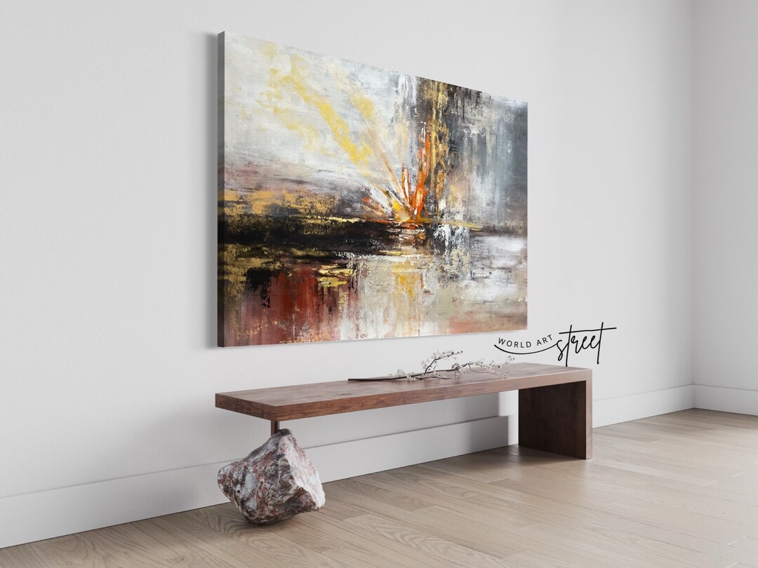 Brown Abstract Wall Art Brown Gold Abstract Painting Textured Gold Art ...