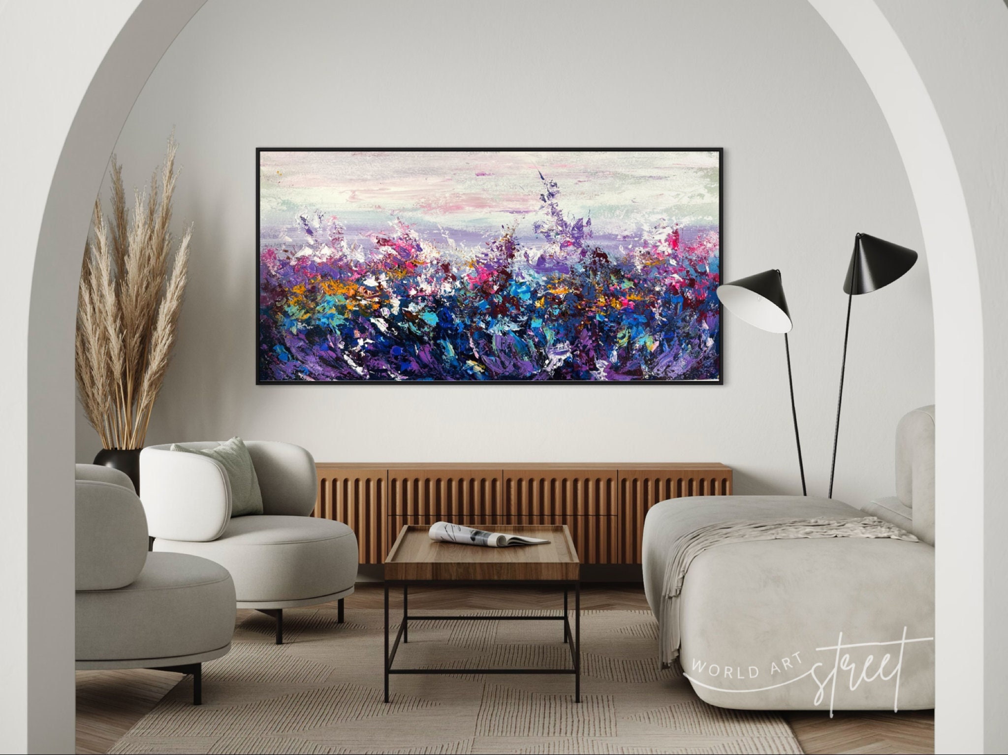 Lavender Flower Oil Painting on Canvas Purple Floral Acrylic Painting ...