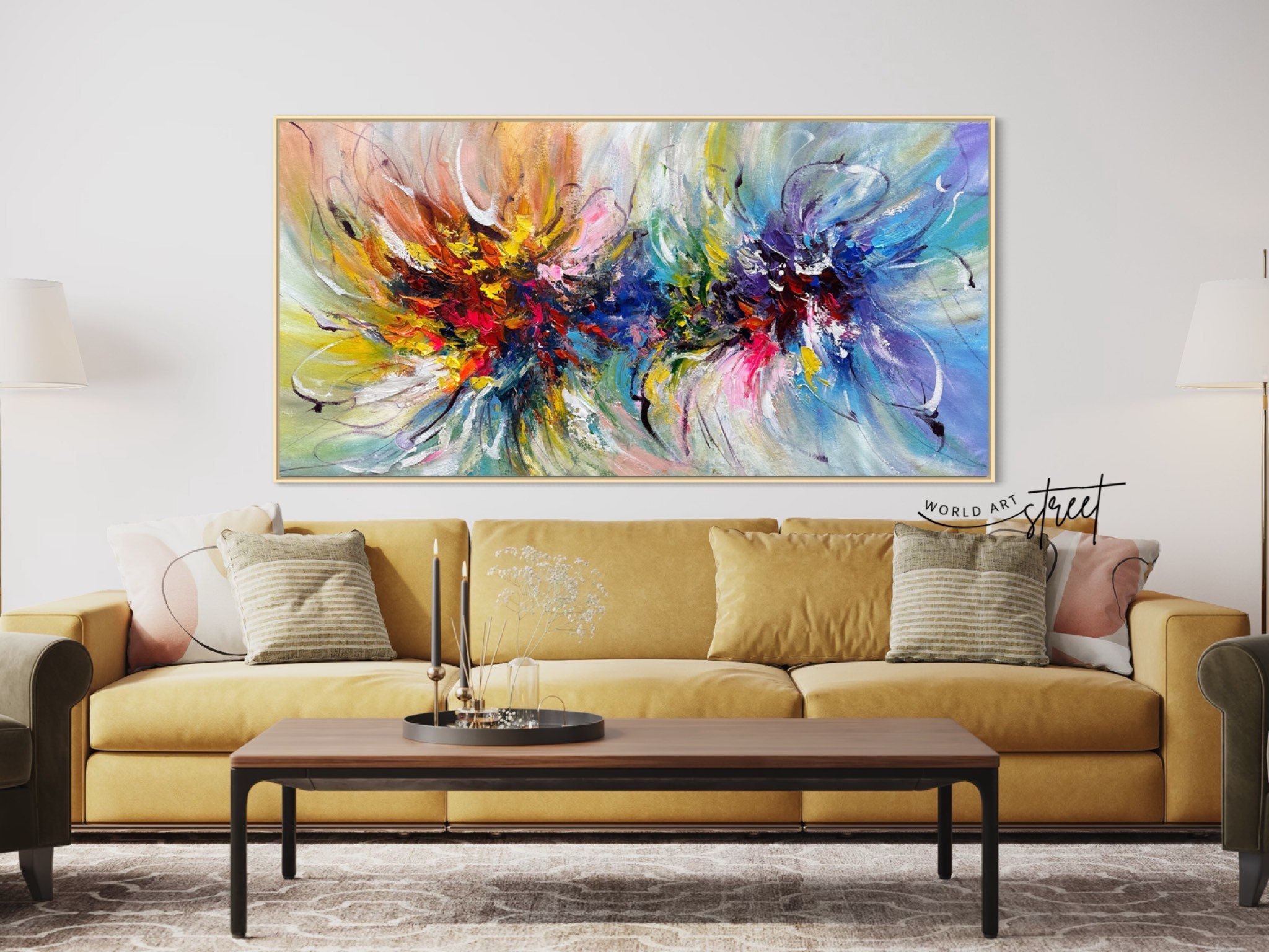 Original Colorful Abstract Painting Extra Large Wall Art - Etsy UK