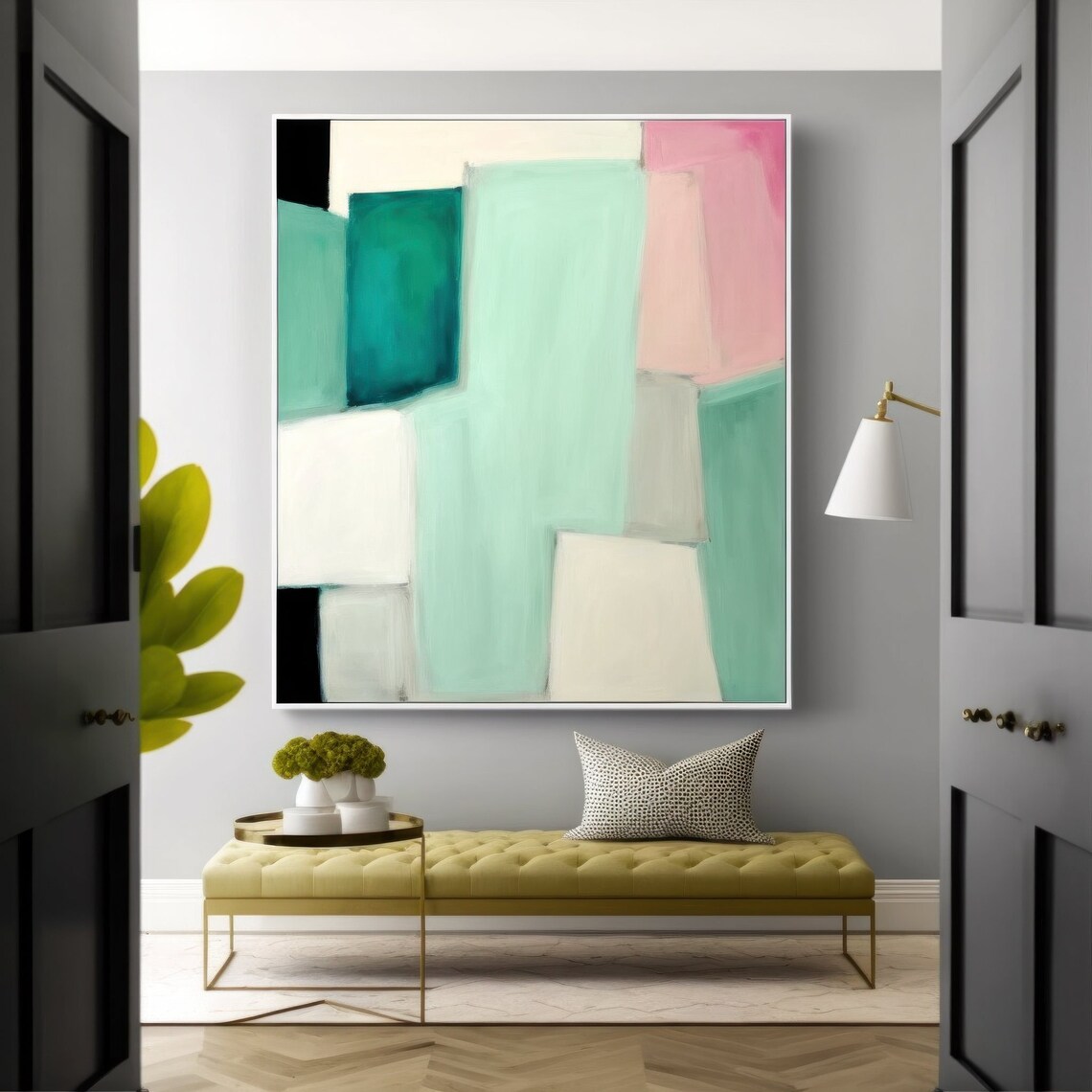 Baby Bok Choy 1 Original Color Block Abstract Painting in Sherwin ...