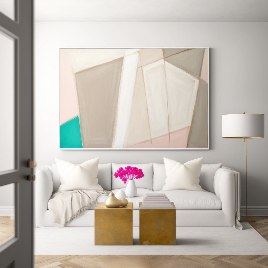 Handmade Geometric Abstract Painting: Fairview Taupe Canvas Art - Etsy