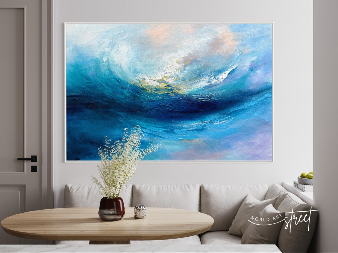 Sion Teal Abstract Art on Canvas Wall Decor Limited Edition Blue and ...
