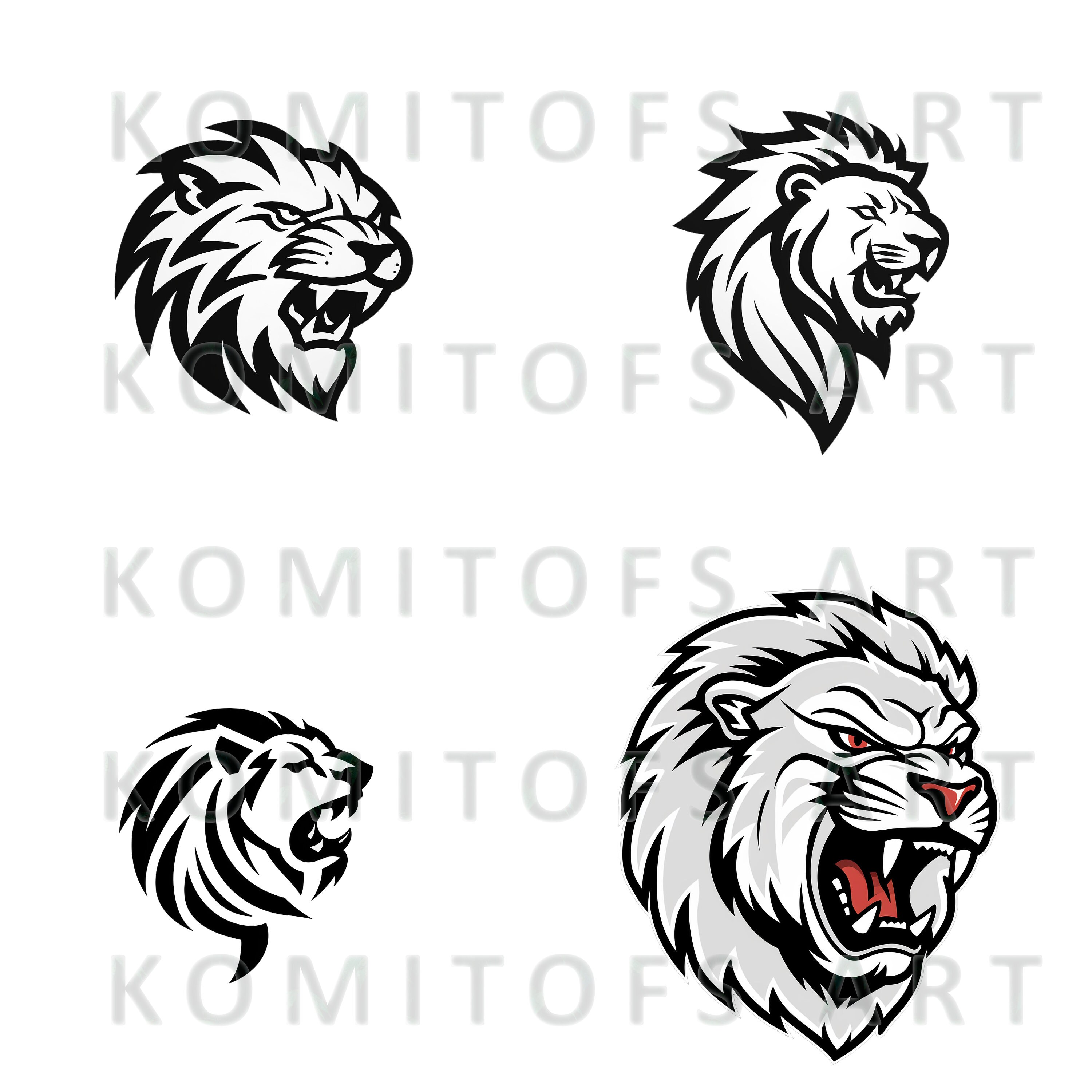 Lion Vector Bundle | SVG, EPS, JPEG | Animal Clipart | Bold Lion ...