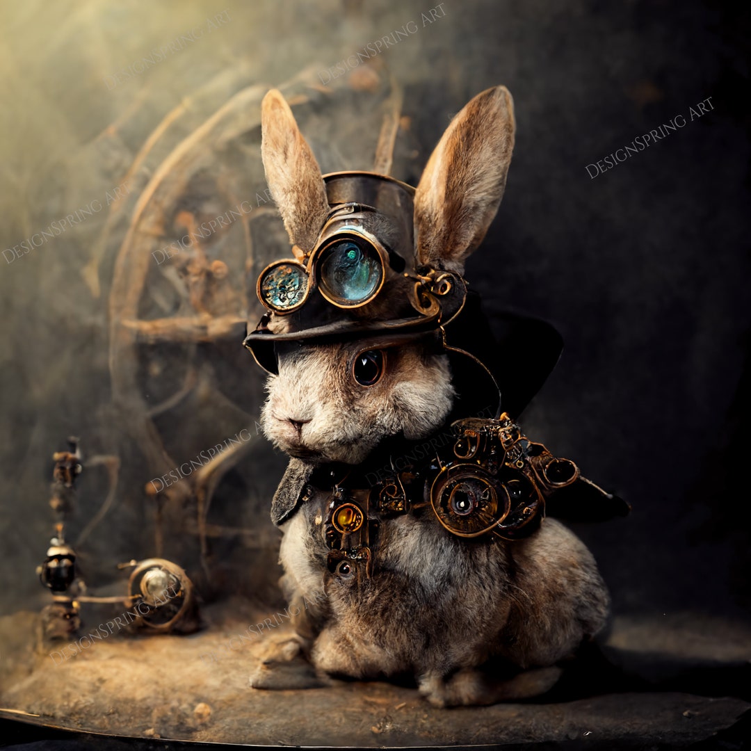 Steampunk Rabbit Art Print: AI Generated Home Decor (digital Download) - Etsy