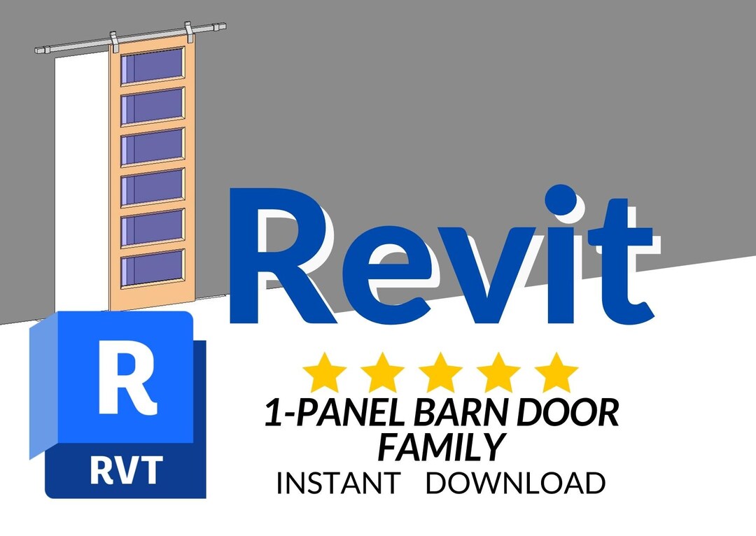 Familia Revit 1-Panel Barn Door. Modelo 3D puertas ajustar - Etsy España