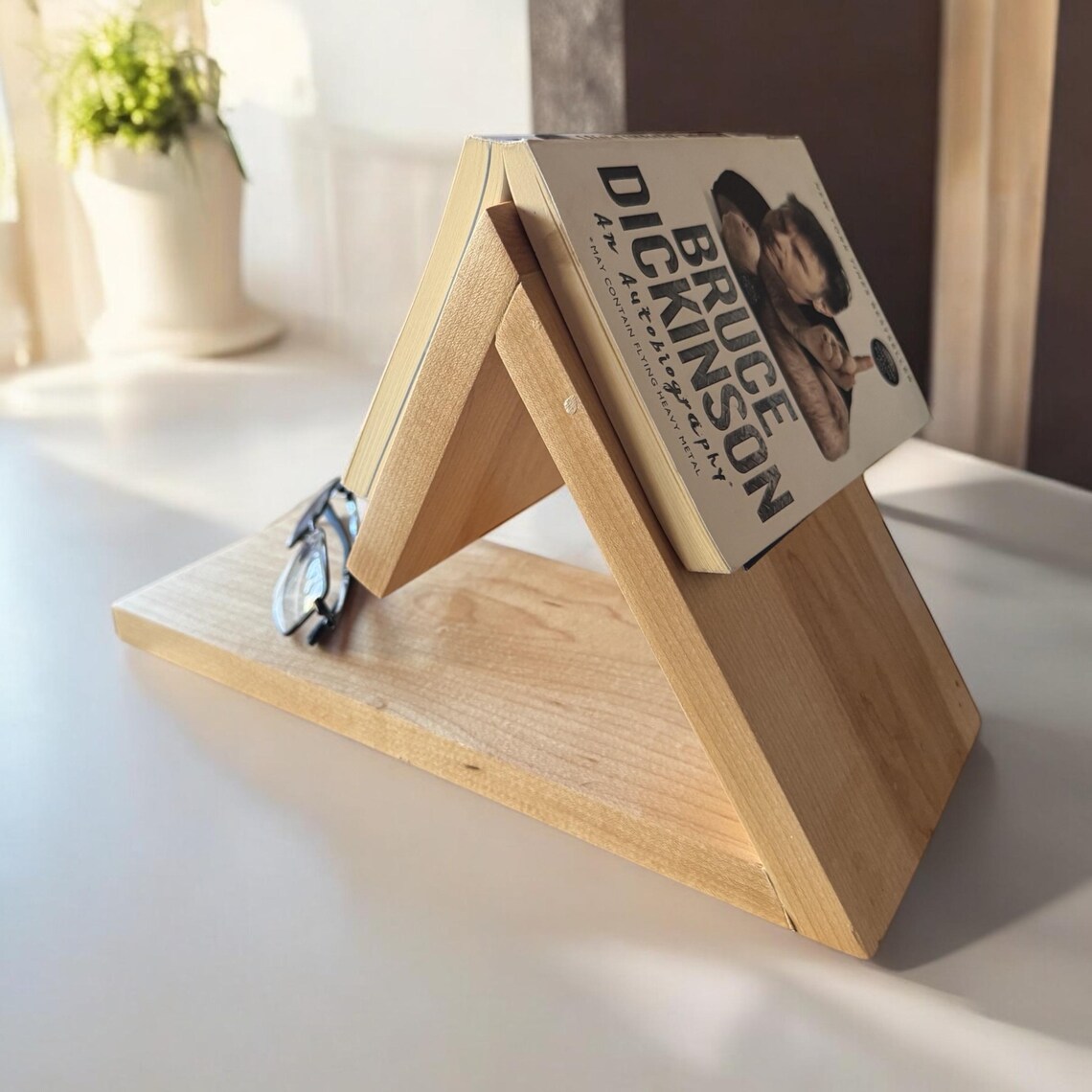 Wooden Bookholder | Triangle Book Stand | Gift for Reader | Book ...